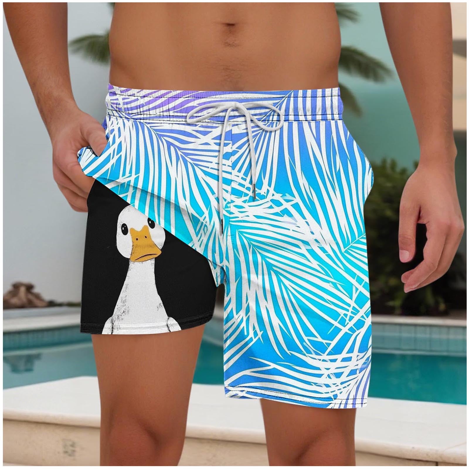 cllios 5 Inch Swim Trunks Men Hawaiian Board Shorts with Compression ...