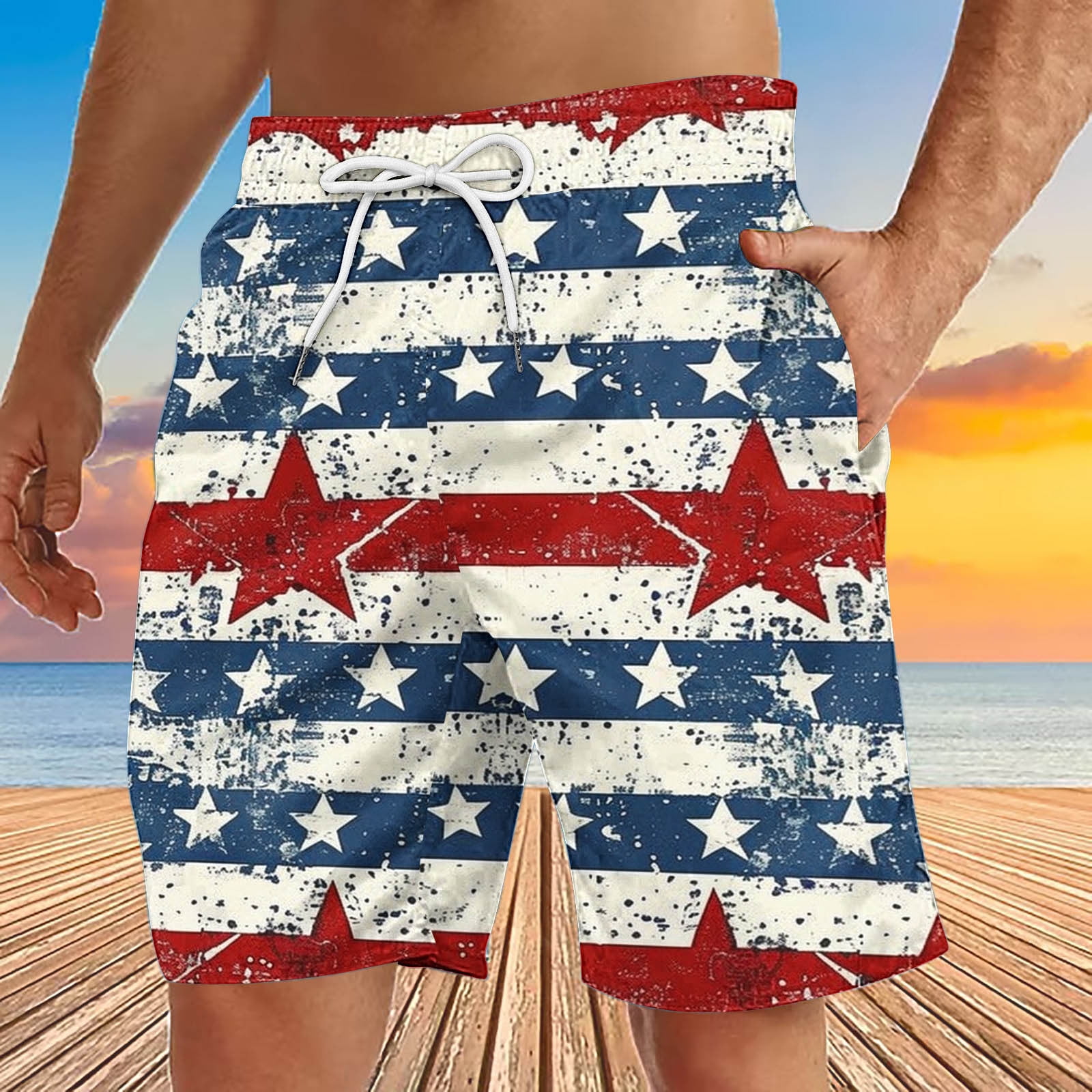 cllios American Flag Mens Swim Trunks 4th of July Patriotic Swimming ...