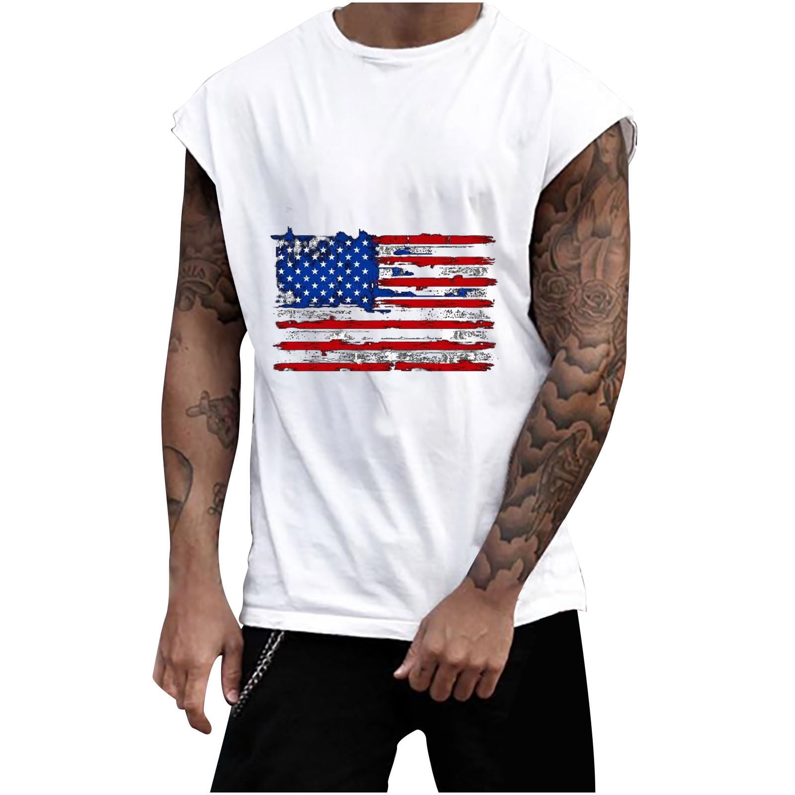 cllios American Flag Tank Tops for Men Fourth of July Sleeveless Shirts Independence Day ...