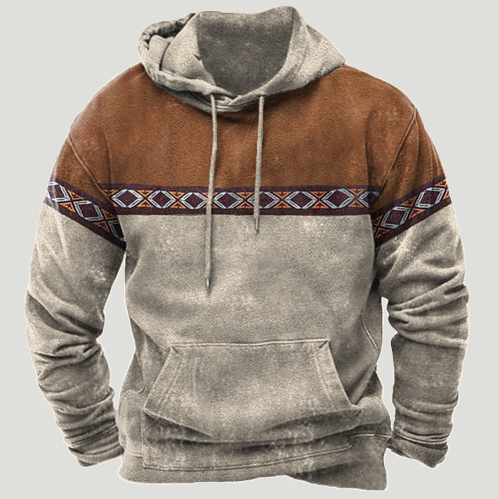 cllios Aztec Hooded Sweatshirts for Men Western Cowboy Hoodies Vintage ...