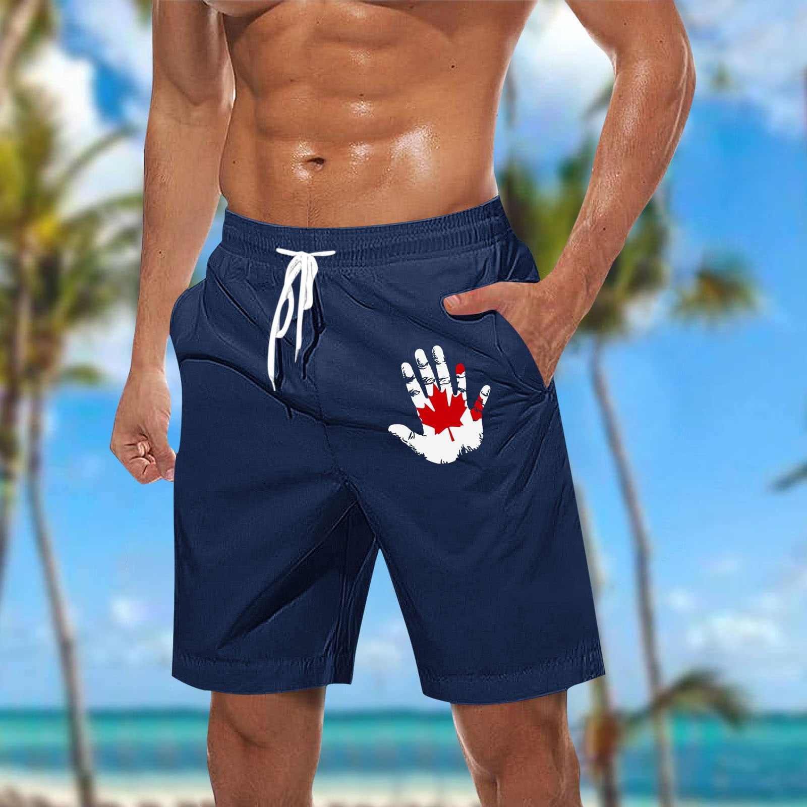 cllios Big and Tall Swim Trunks Mens Canada Flag Swimming Shorts Quick ...