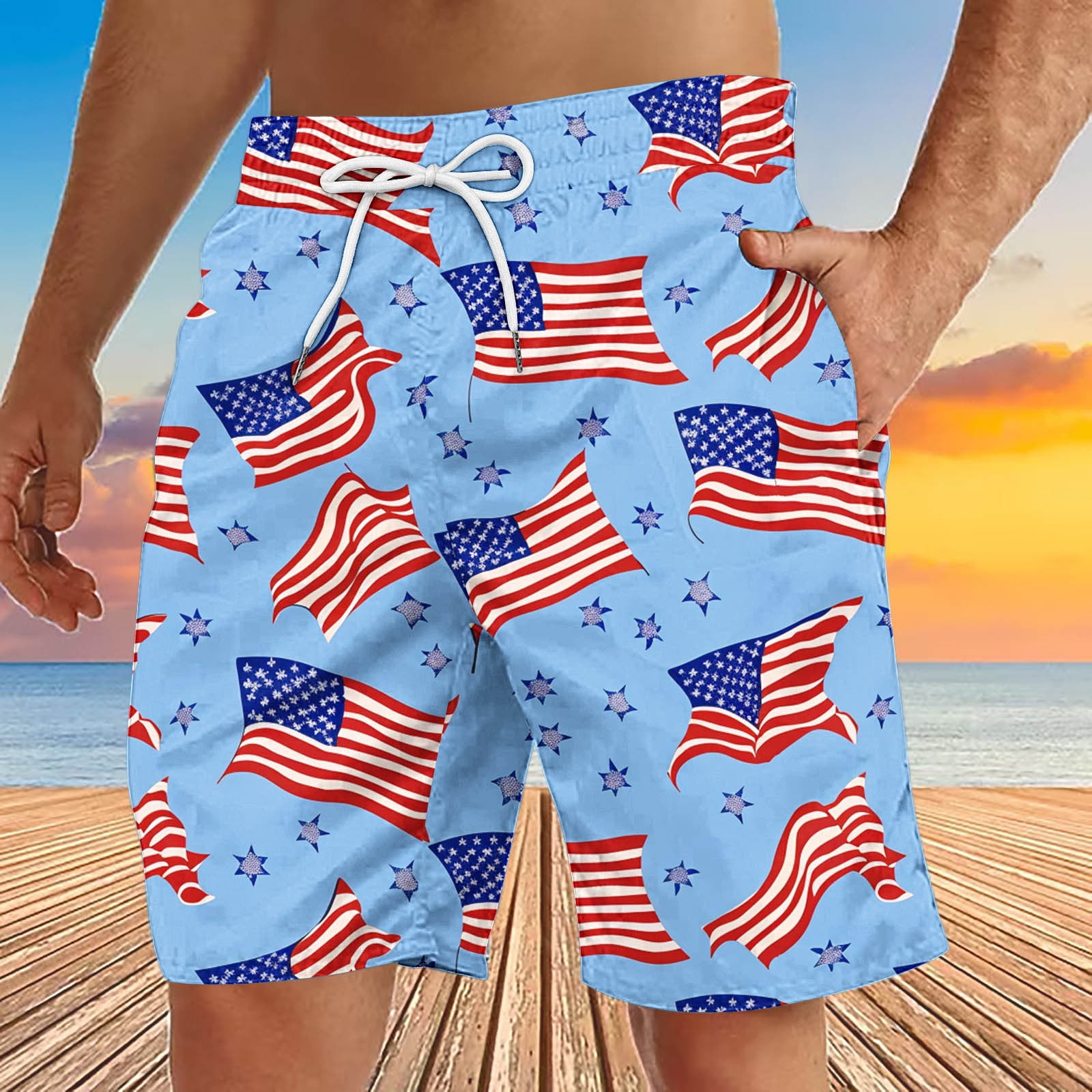 cllios Big and Tall Swim Trunks for Men 4th of July 5 Bathing Suits ...