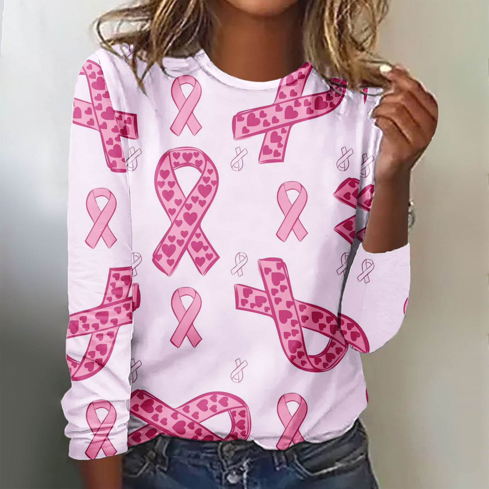 cllios Breast Cancer Sweatshirt Women Cancer Awareness Sweater Pink ...