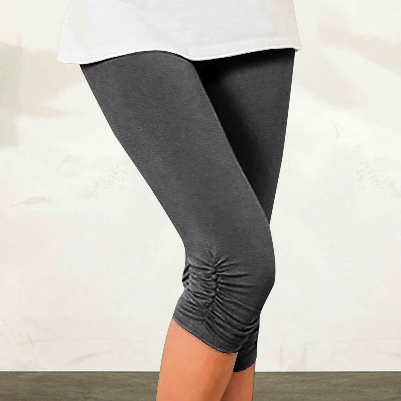 cllios Capri Leggings for Women Plus Size High Waisted Knee Length Yoga ...