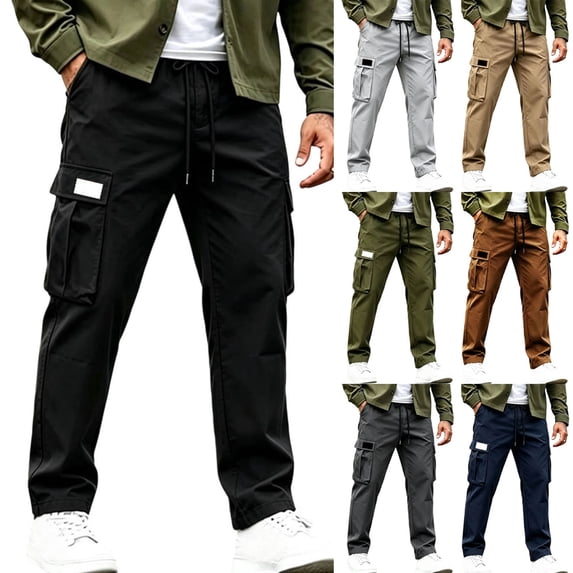 cllios Carpenter Pants for Men Drawstring Waist Straight Leg Work Pants ...