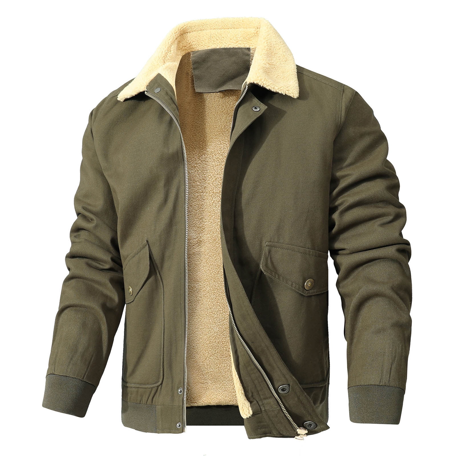 cllios Clearance Outlet Sherpa Fleece Lined Bomber Jackets for Men ...