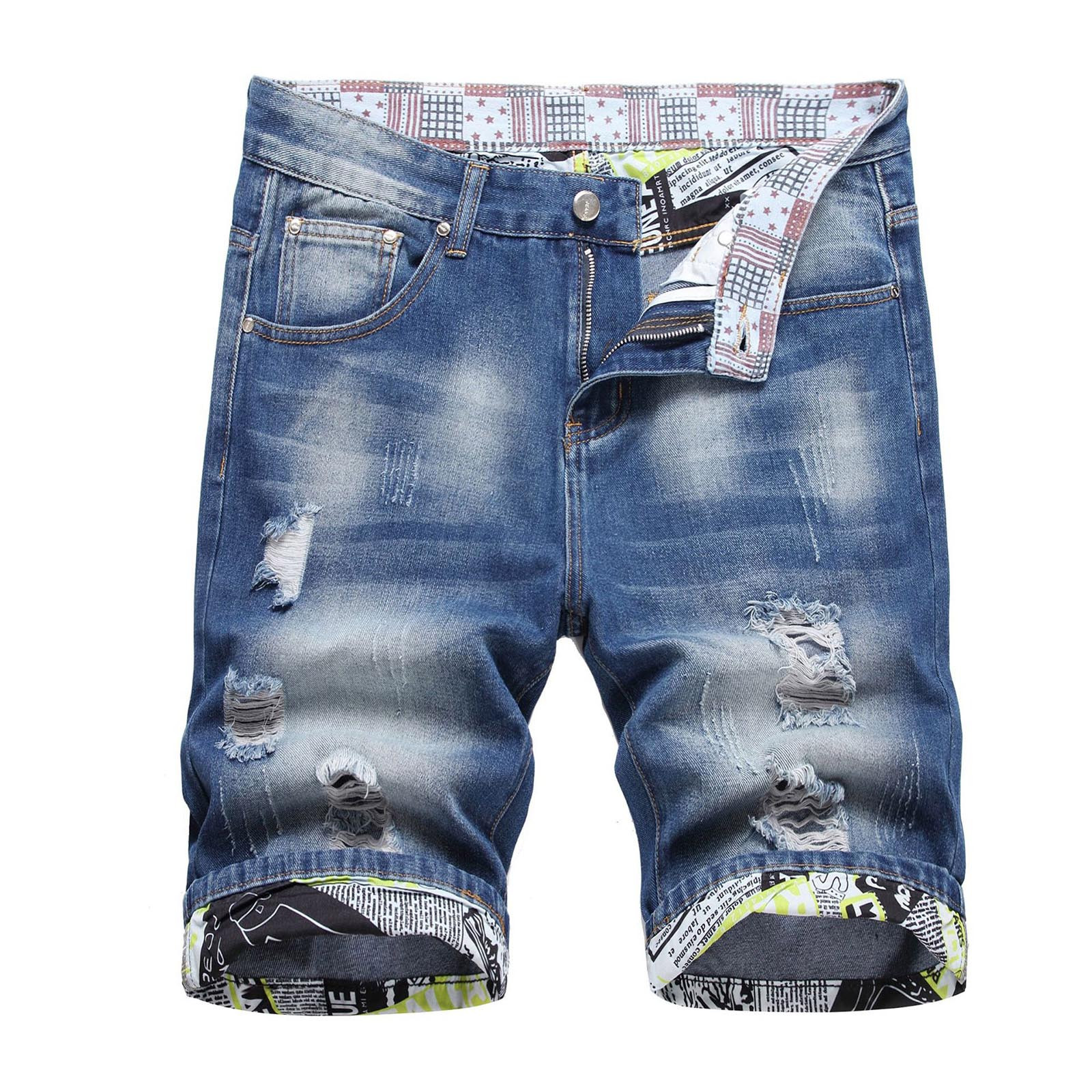 cllios Denim Shorts for Men's Summer Ripped Jeans Shorts Casual Micro ...