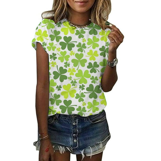 Cllios Happy St Patricks Day Tshirts Women 2024 Plus Size Shamrock