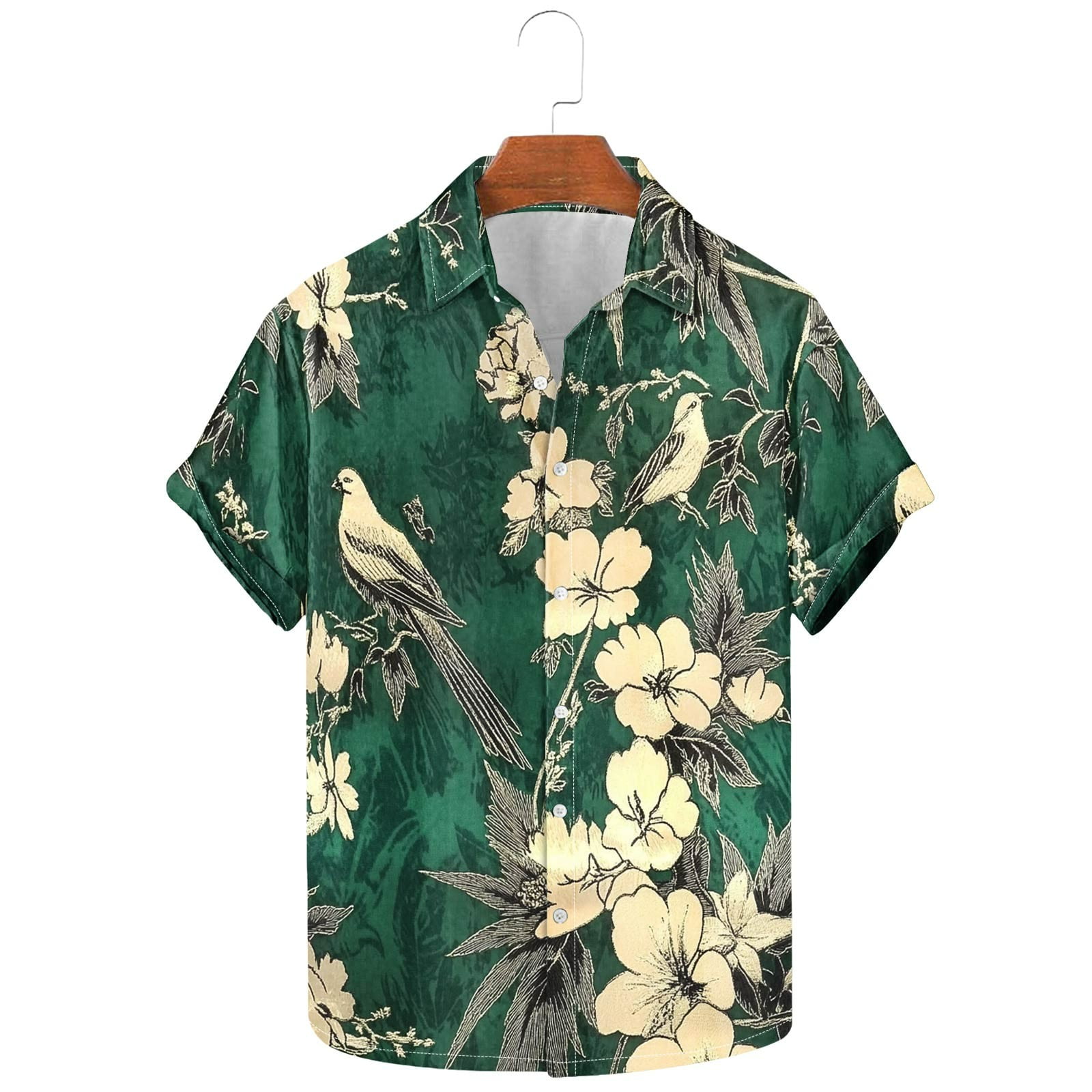 cllios Hawaiian Shirt for Men Button Down Big and Tall Aloha Shirts Summer Tropical Print ...