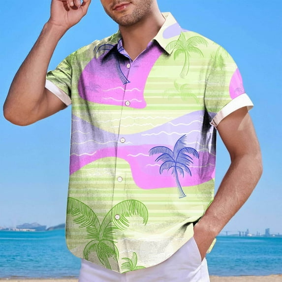 cllios Hawaiian Shirt for Men Casual Short Sleeve Button Down Floral ...