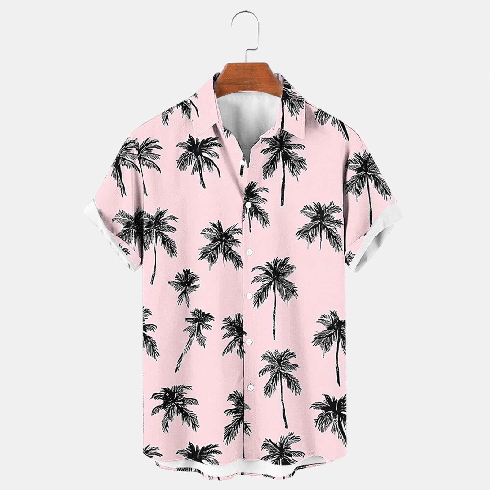 cllios Hawaiian Shirt Men Short Sleeve Summer Beach Tshirts Tropical Button Down Shirt Summer ...