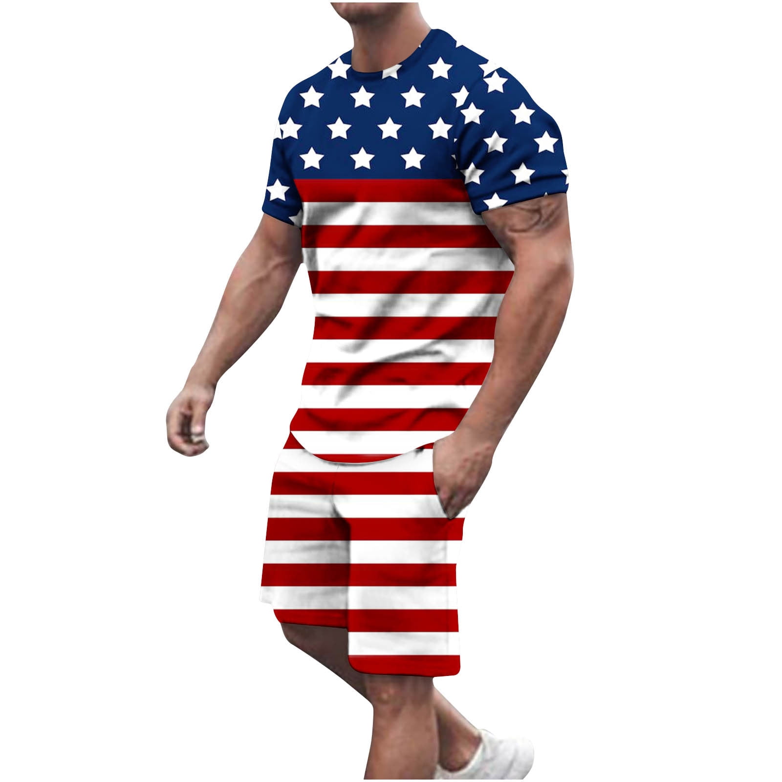 Cllios Independence Day Mens 2 Piece Outfits Mens Tank Top 4th Of July