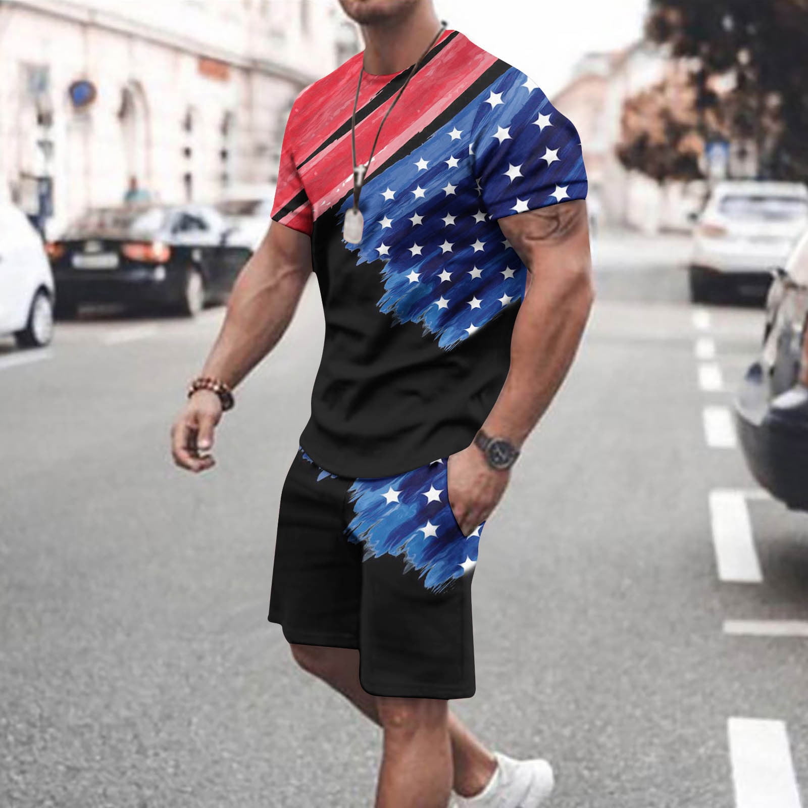 cllios Independence Day Short Sets for Men American Flag 2 Piece ...