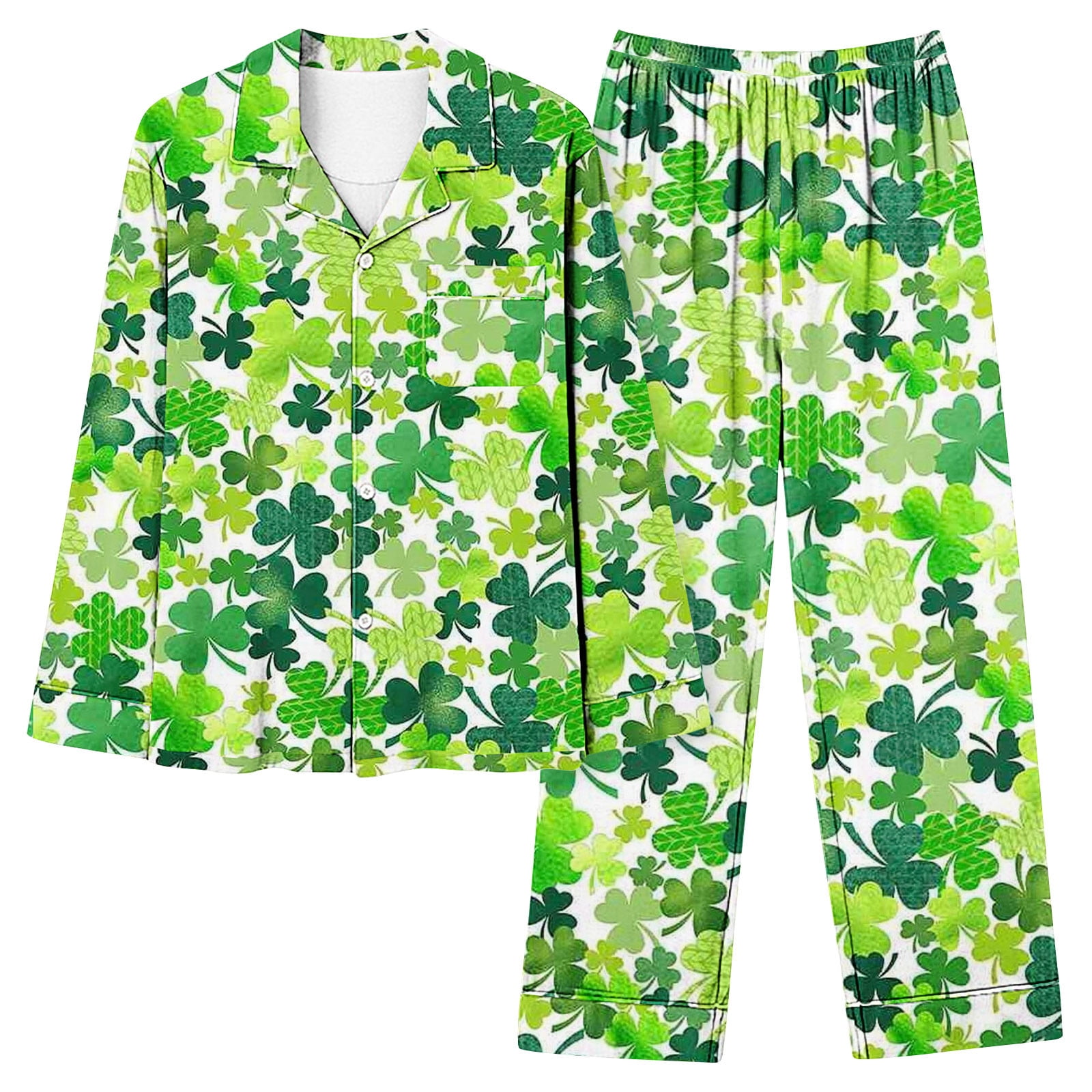 cllios Matching Pajama Sets for Women St. Patrick's Day Green Shamrock ...