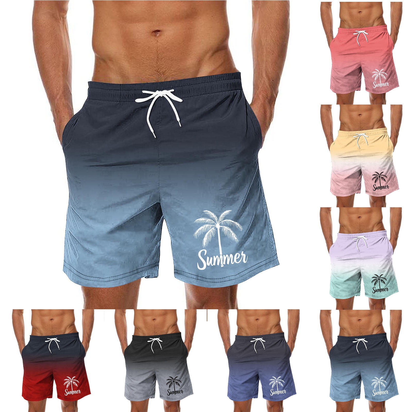 cllios Men Big and Tall Swim Trunks Tie Dye Hawaiian Shorts Bathing ...