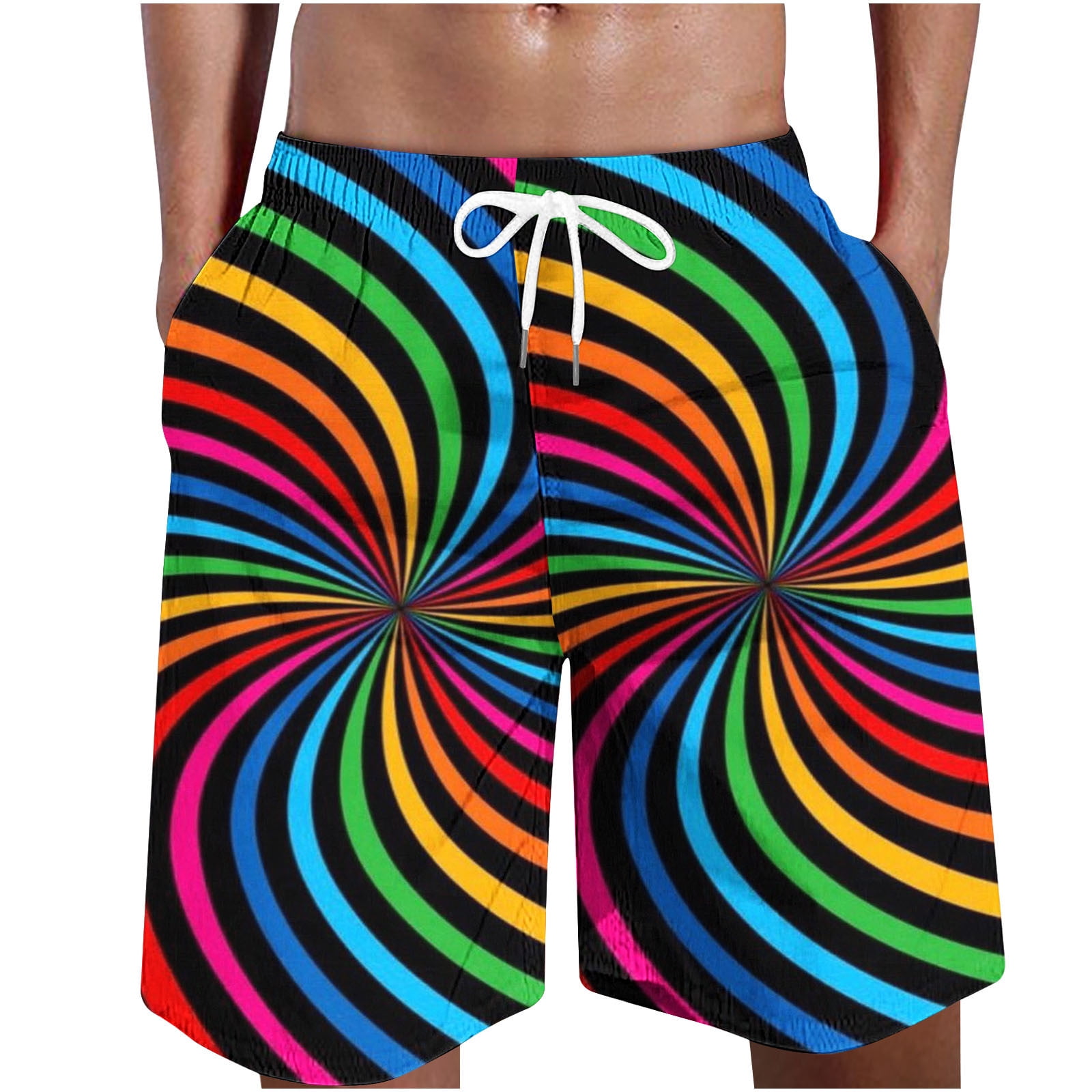 Cllios Men Swim Shorts 2024 Novelty Rainbow Printed Board Shorts Big