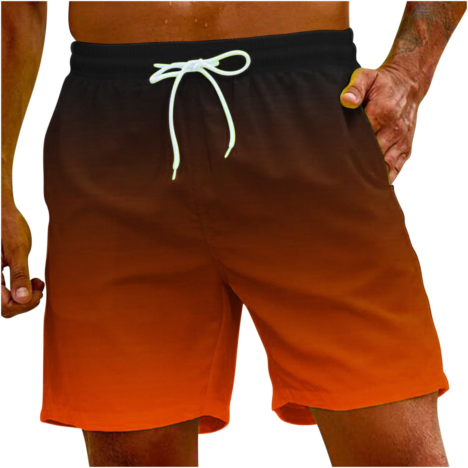 cllios Men Swim Trunk Big and Tall, Fashion Gradient Print Beach Shorts ...