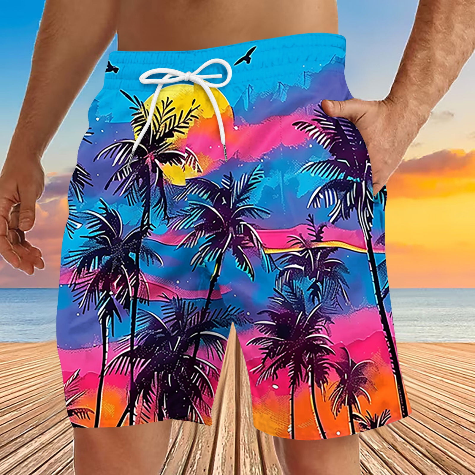 cllios Men Swim Trunks Short,Mens Swim Shorts with Pockets,Hawaiian ...