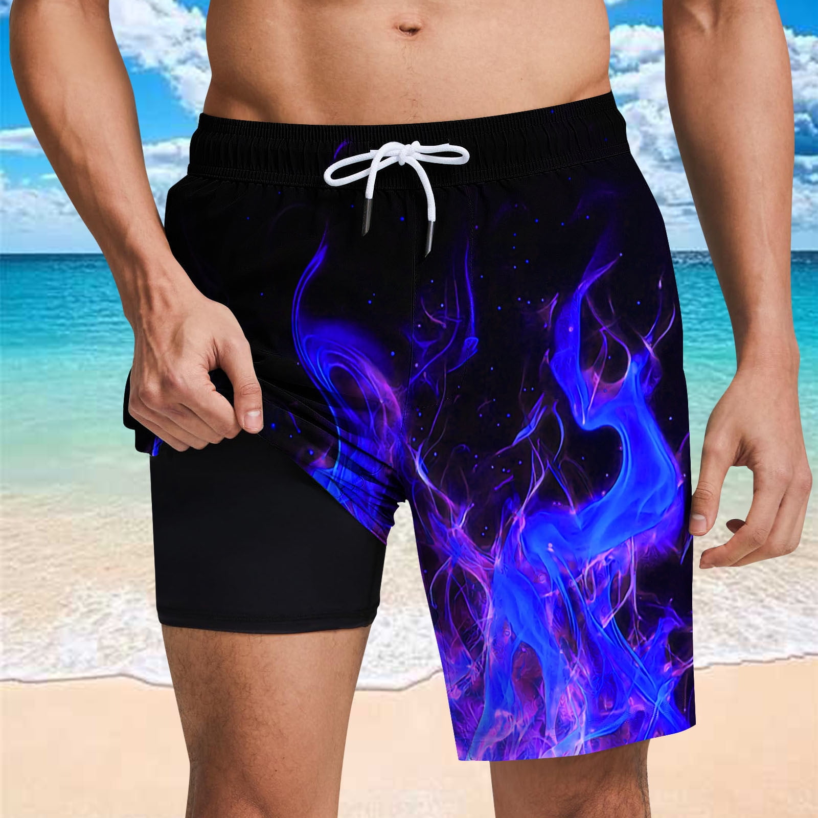 cllios Men Swimming Trunks with Compression Liner Quick Dry Board ...