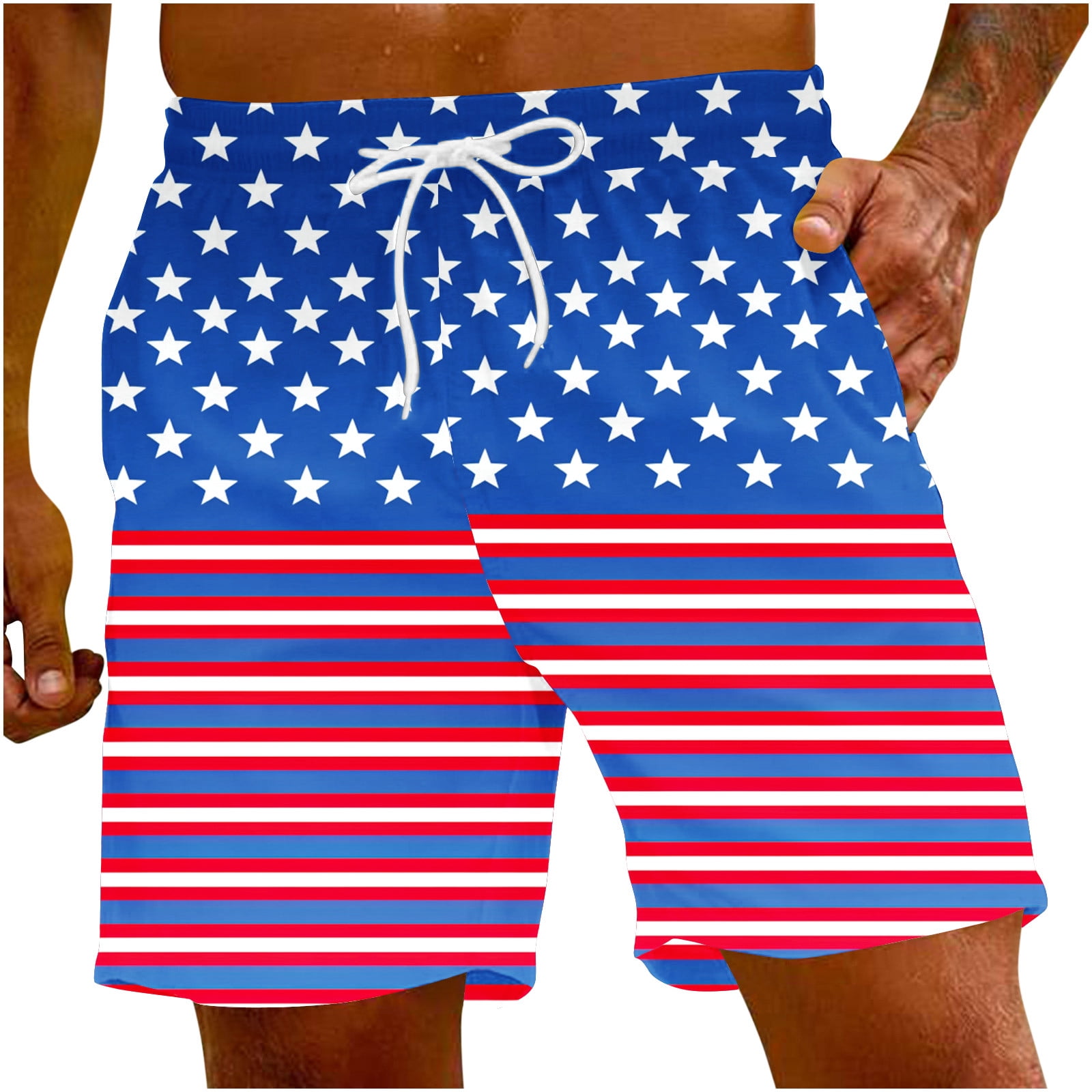 cllios Men's 4th of July Swim Trunks Quick Dry American Flag Board ...
