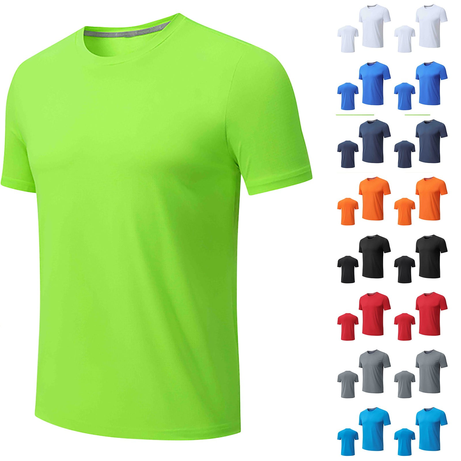 cllios Men's Athletic T Shirt Quick Dry Short Sleeve Round Neck Tee Summer Workout Muscle Tee ...