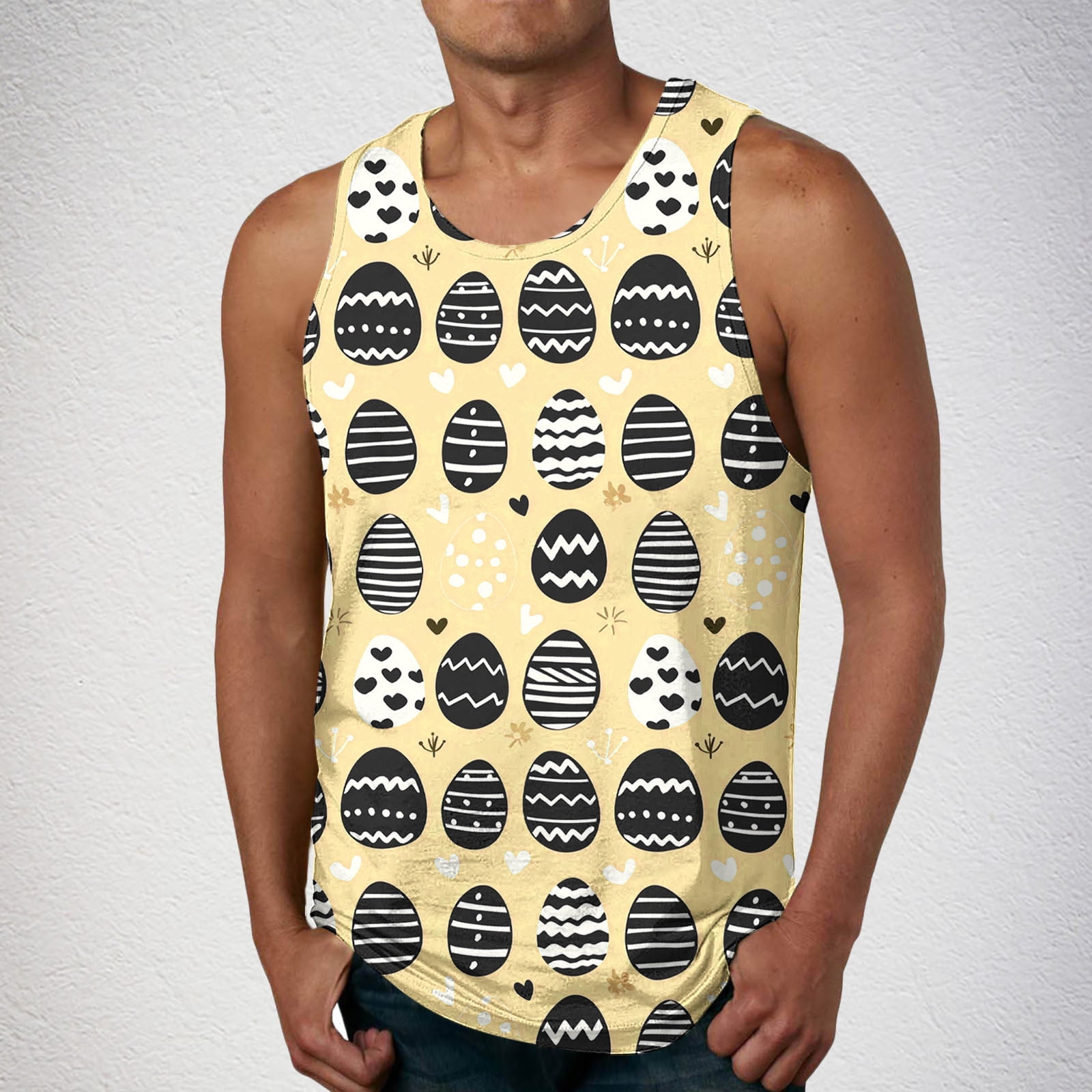 cllios Men's Easter Tank Tops Summer Holiday Shirt Novelty Egg Graphic ...