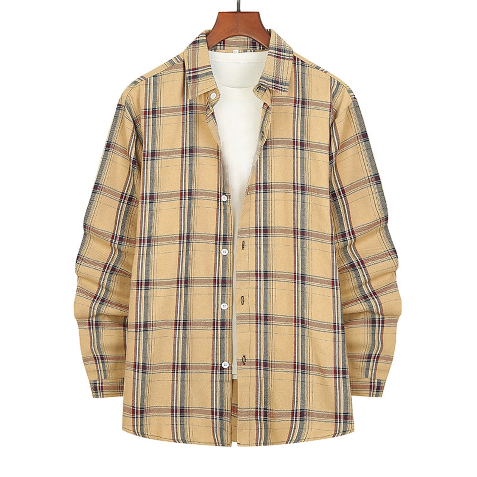 cllios Men's Flannel-Shirt Button Down Long Sleeve Plaid Shirt Jacket ...