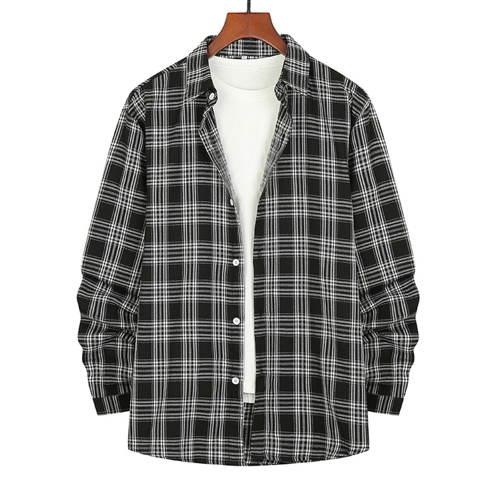 cllios Men's Flannel Shirts Long Sleeve Shirt Casual Open Front Button ...