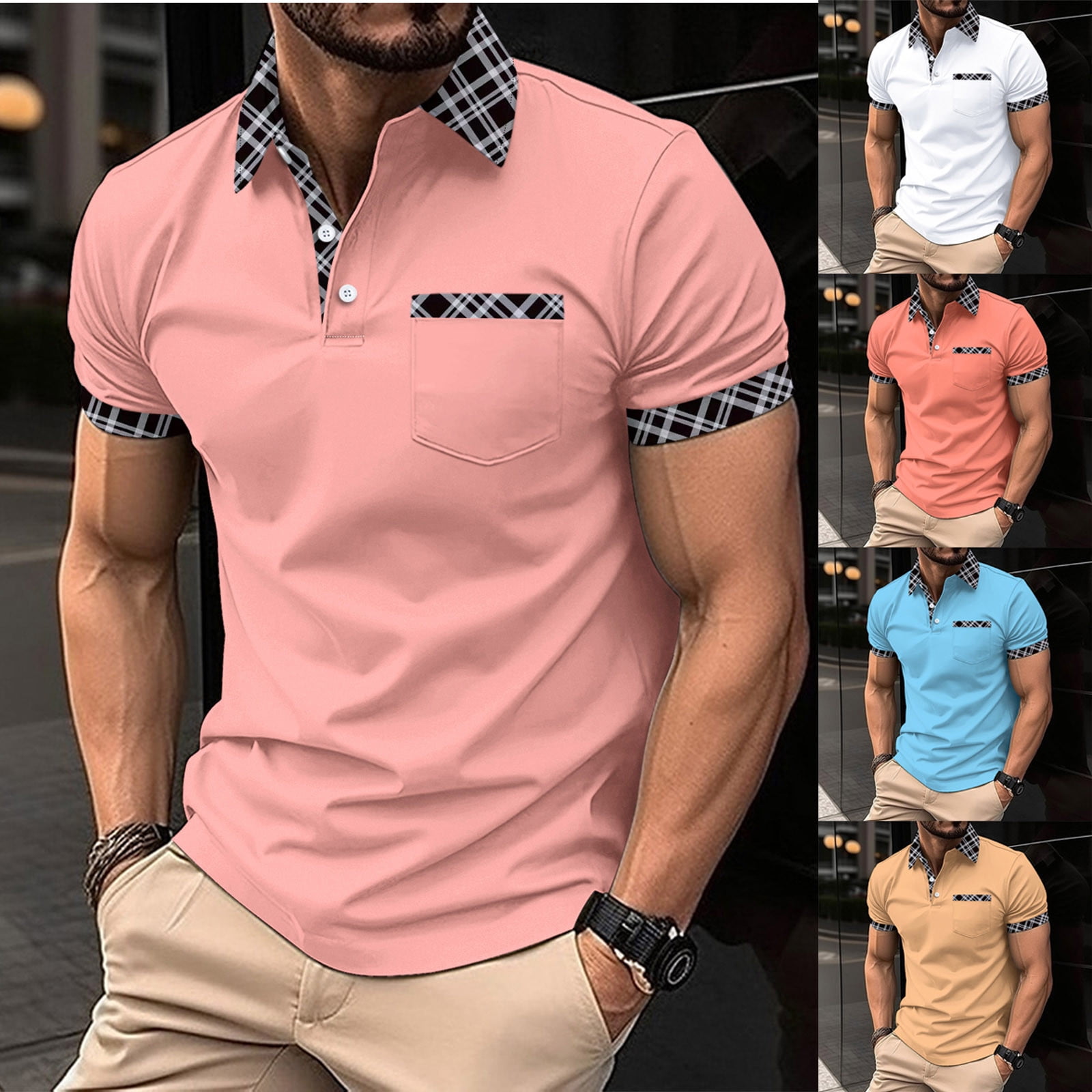 cllios Men's Golf Shirts with Pocket Slim Fit Short Sleeve Golf T Shirt Dressy Casual Business ...