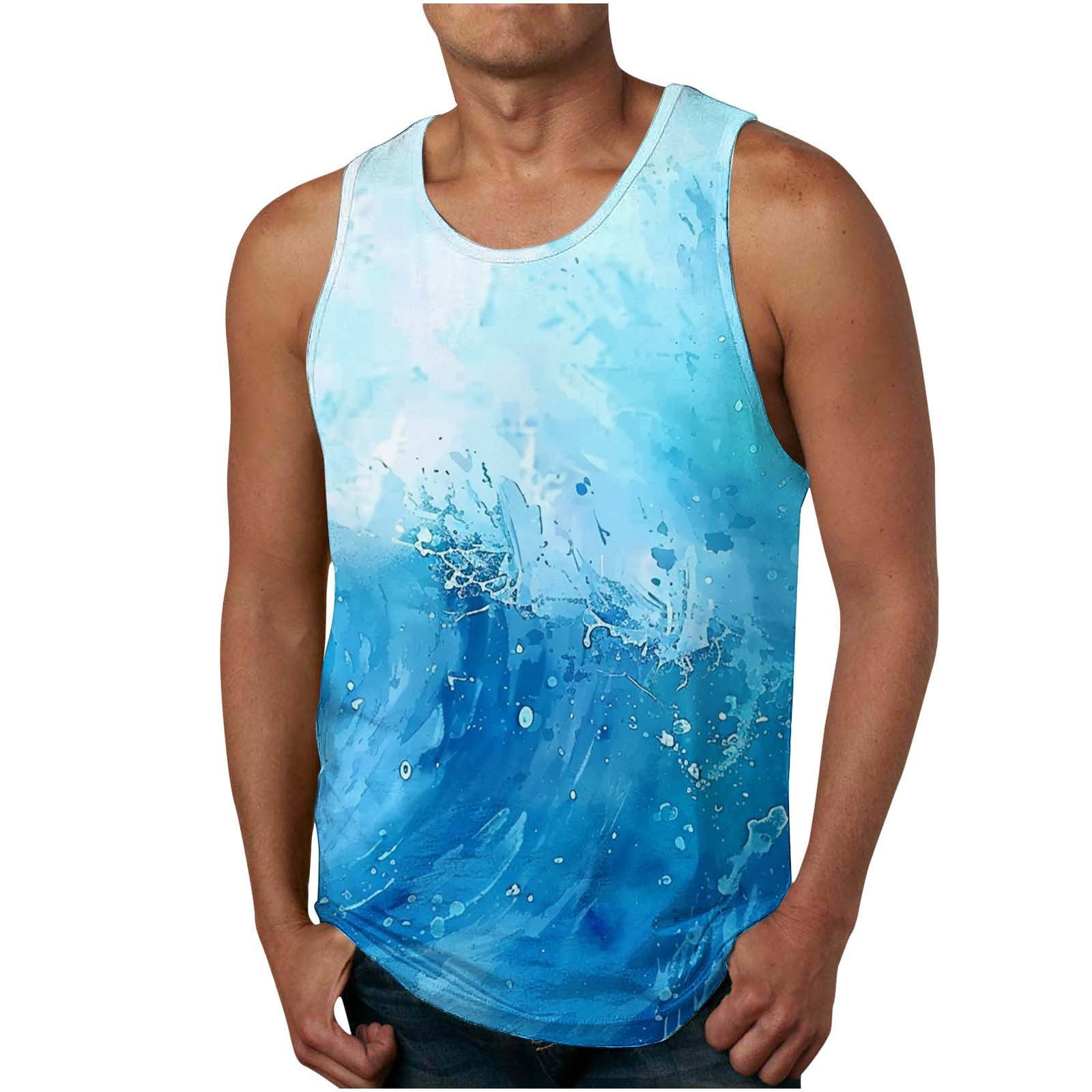 cllios Men's Graphic Tank Tops Men Big and Tall Vacation Sleeveless Shirts Trendy 3D Printed ...
