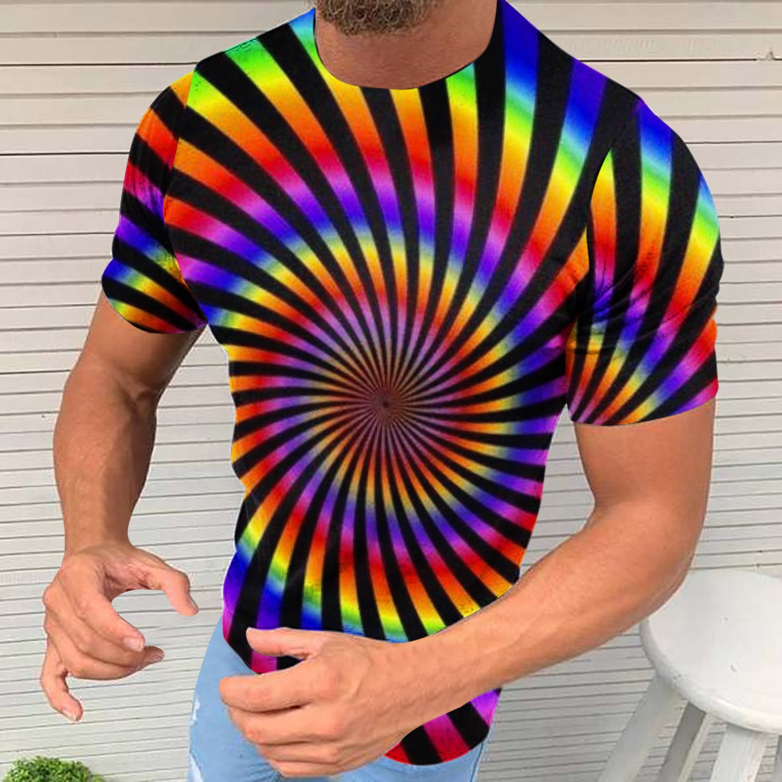 Cllios Men's Graphic Tees 2024 3d Optical Illusion Print T-shirts For