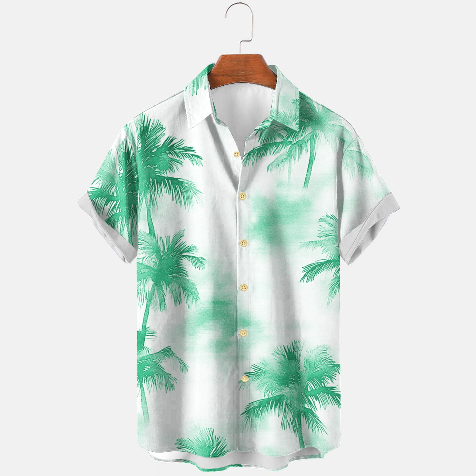 cllios Men's Hawaiian Shirts Tropical Palm Tree Printed Bowling Tshirt Short Sleeve Summer Beach ...
