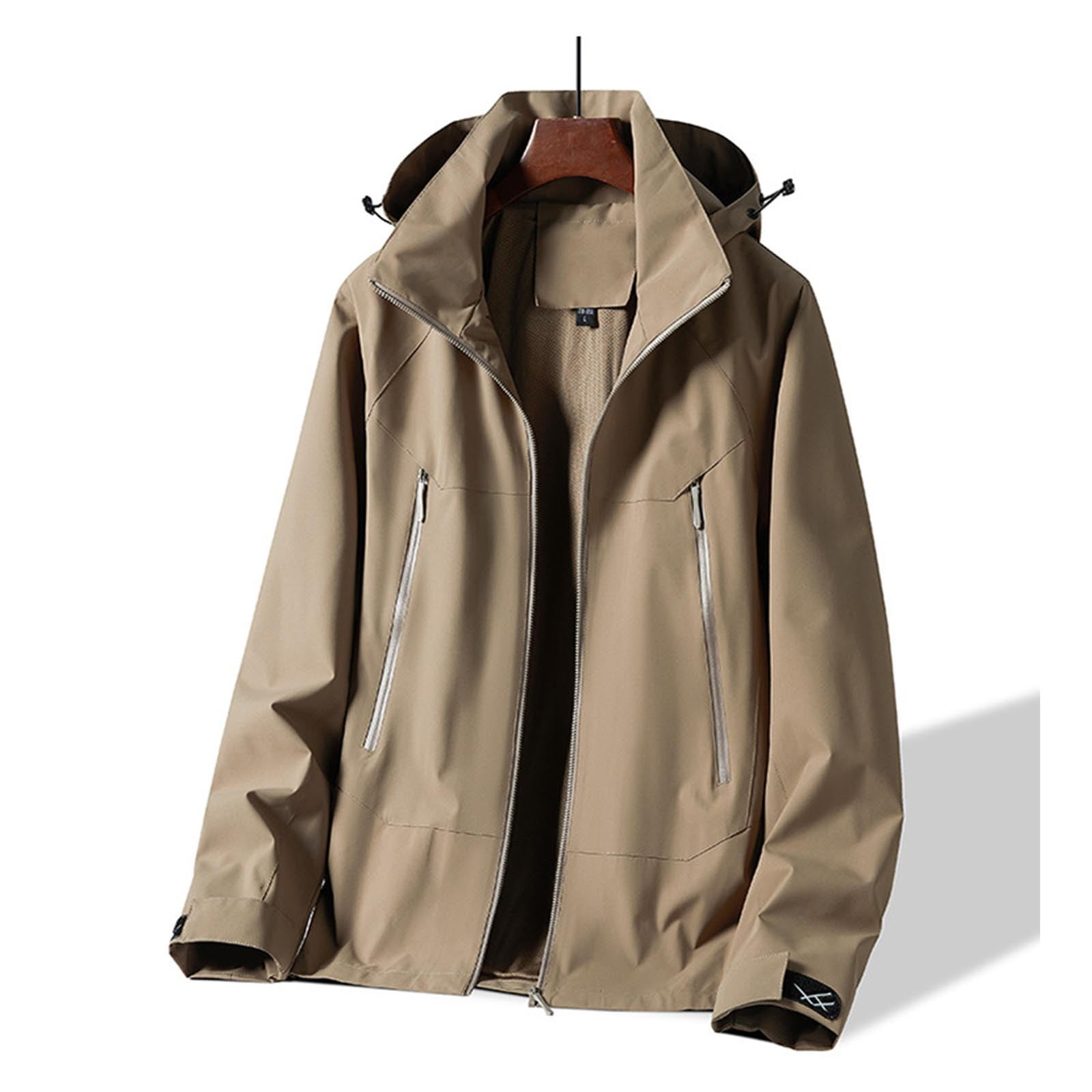 cllios Men's Lightweight Rain Jacket Removeable Hood Waterproof ...