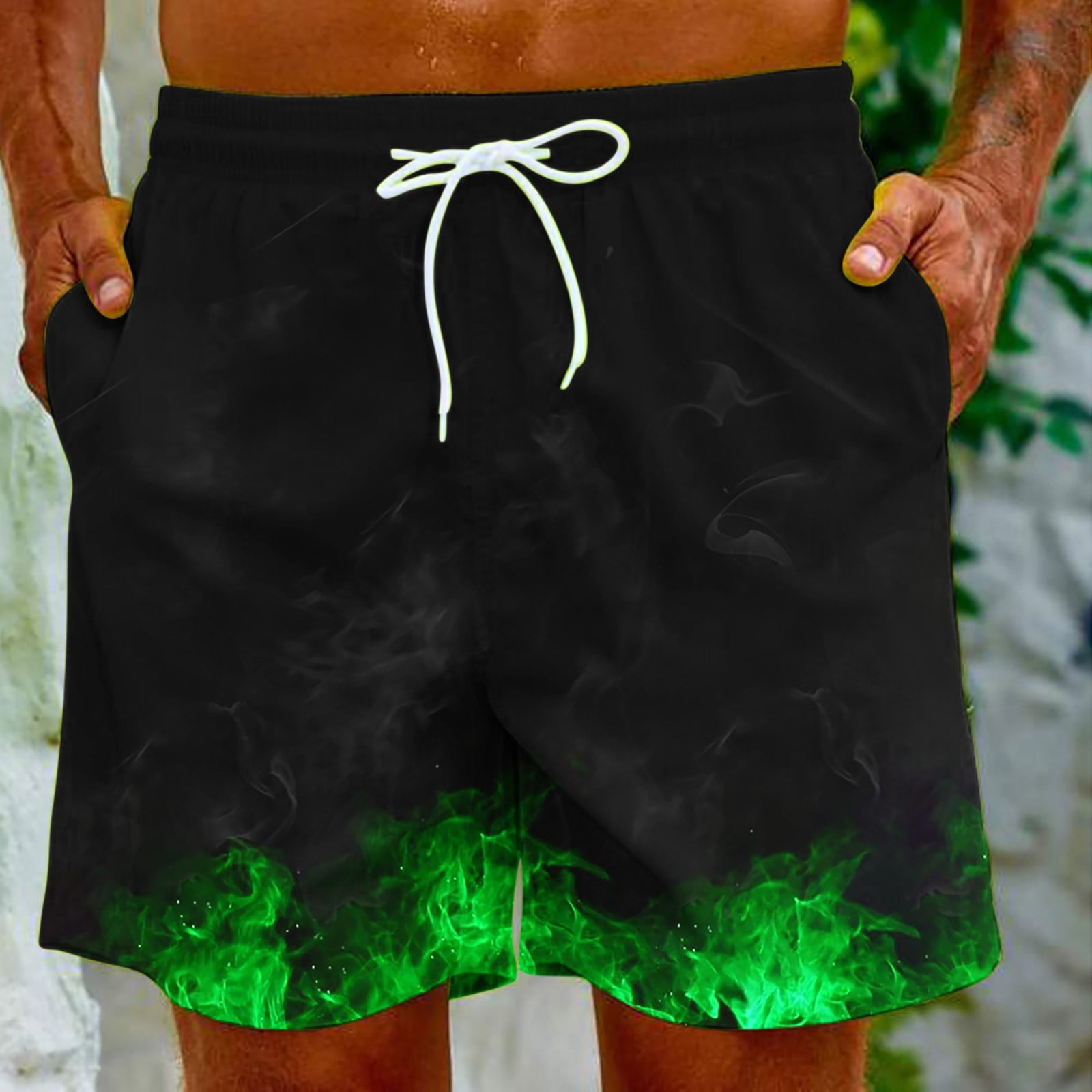 cllios Men's Quick Dry Swim Trunks Swimsuits Funny 3D Novelty Flame ...