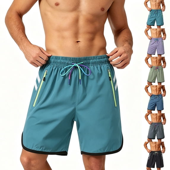 cllios Men's Running Shorts with Zipper Pockets Big and Tall Quick Dry ...