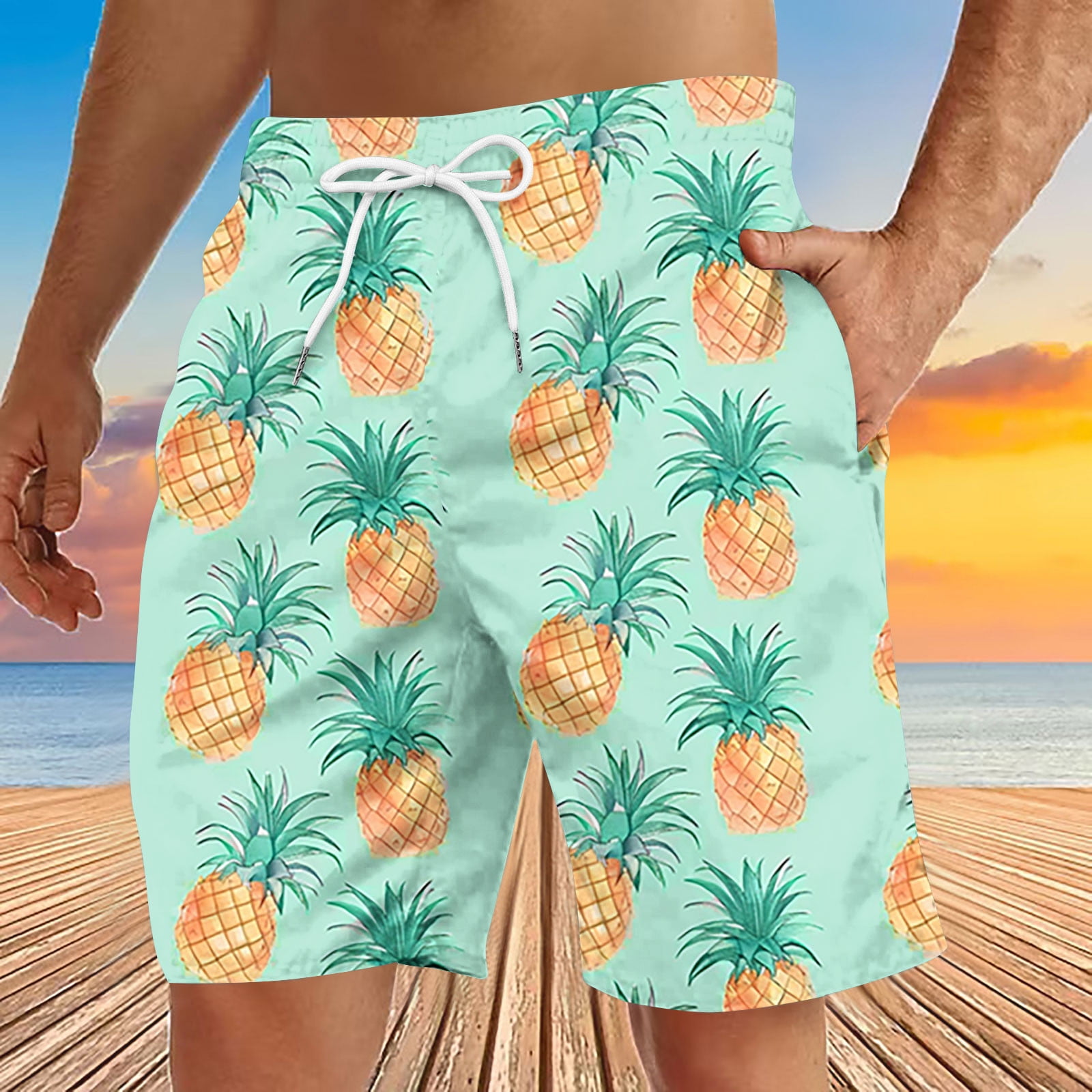 cllios Men's Swim Trunks Big and Tall Summer Printed Quick Dry Swimming ...