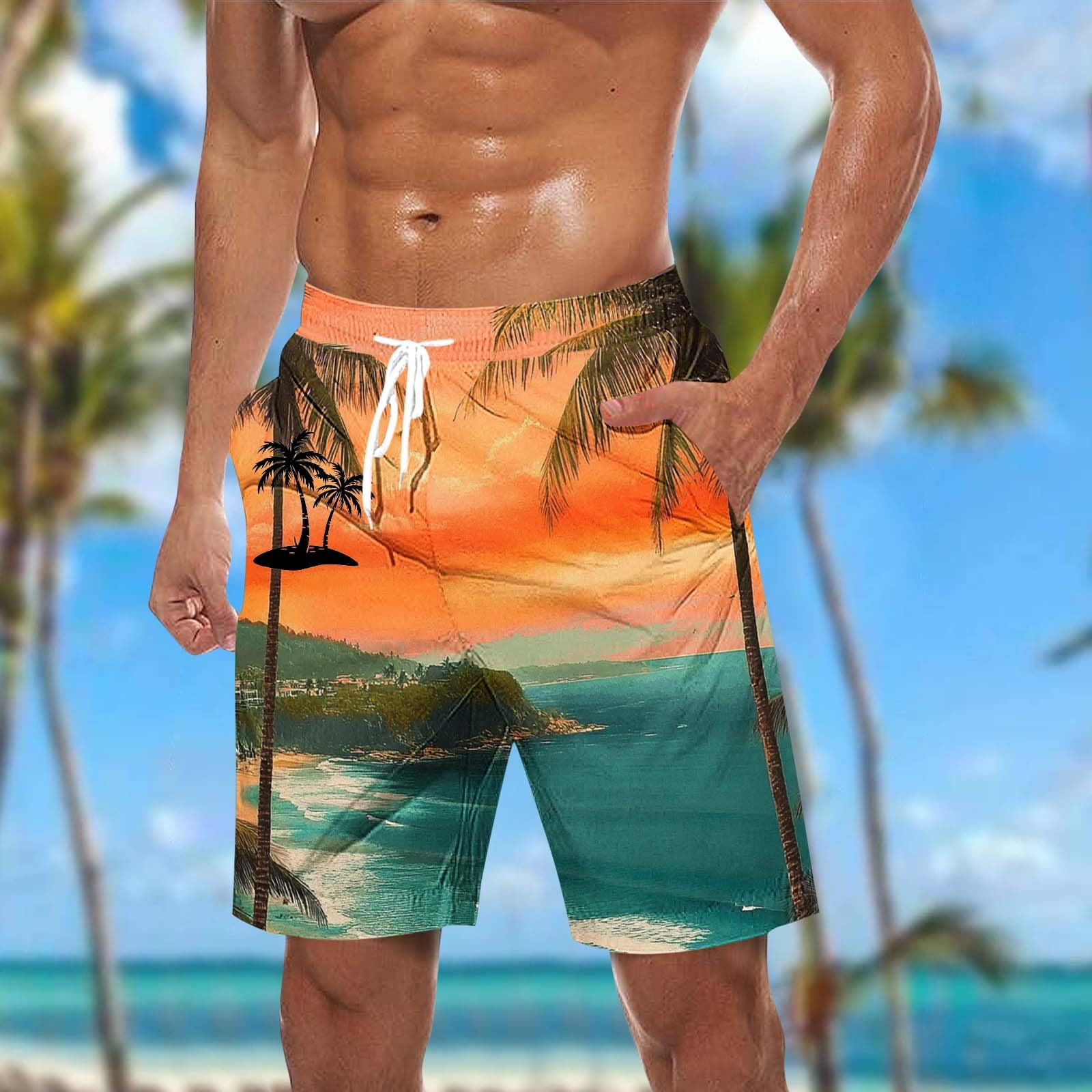 cllios Men's Swim Trunks Quick Dry,Big and Tall Hawaiian Shorts for Men ...