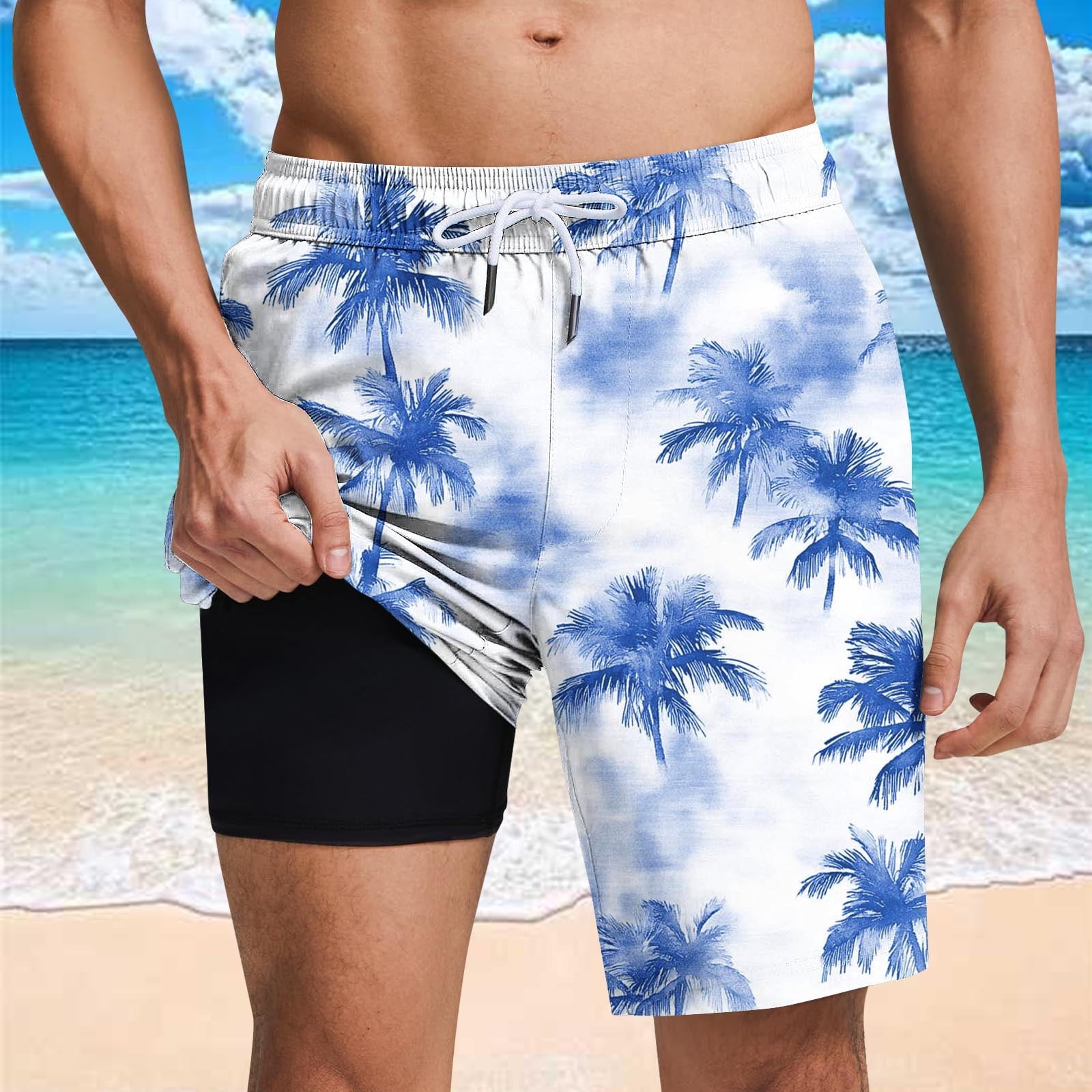 cllios Men's Swim Trunks with Compression Liner Quick Dry Bathing Suits ...