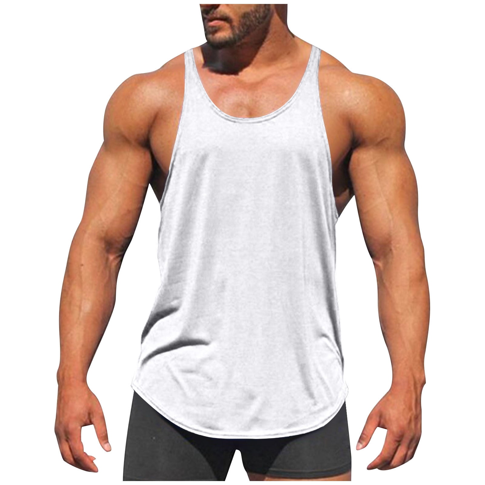 cllios Men’s Tank Top Workout Y-Back Gym Muscle Tee Shirts Sleeveless Basic Solid Color ...