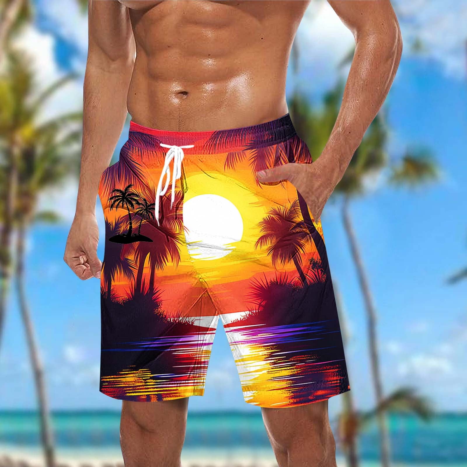 cllios Men's Tropical Beach Shorts Quick Dry Swim Trunks Big and Tall ...