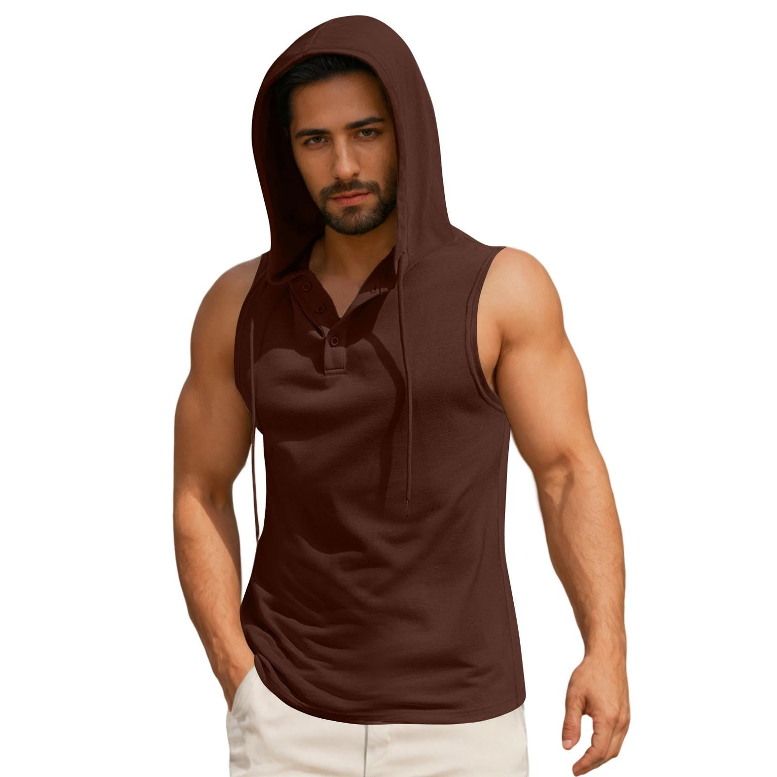 cllios Men's Workout Hooded Tank Tops Sleeveless Gym Training Hoodies ...