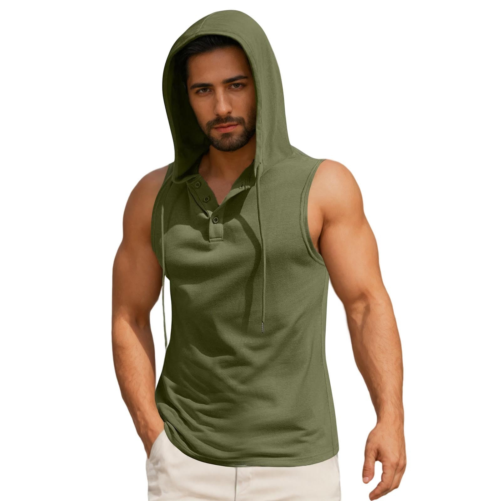 cllios Men's Workout Hooded Tank Tops Sleeveless Gym Training Hoodies Bodybuilding Muscle Shirts ...