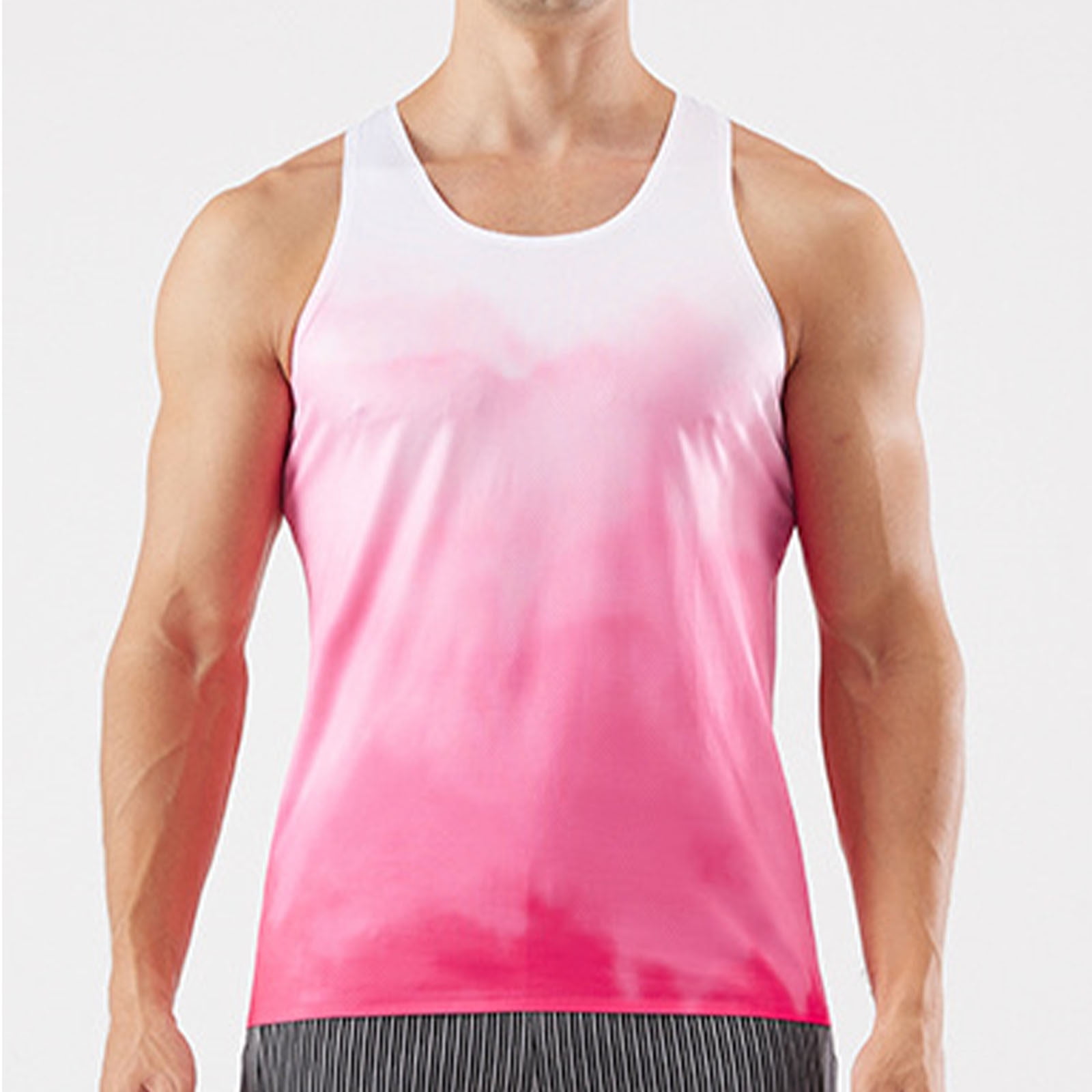 cllios Mens Athletic Tank Tops Stretch Workout Tank Top for Men Gradient Muscle Shirts ...