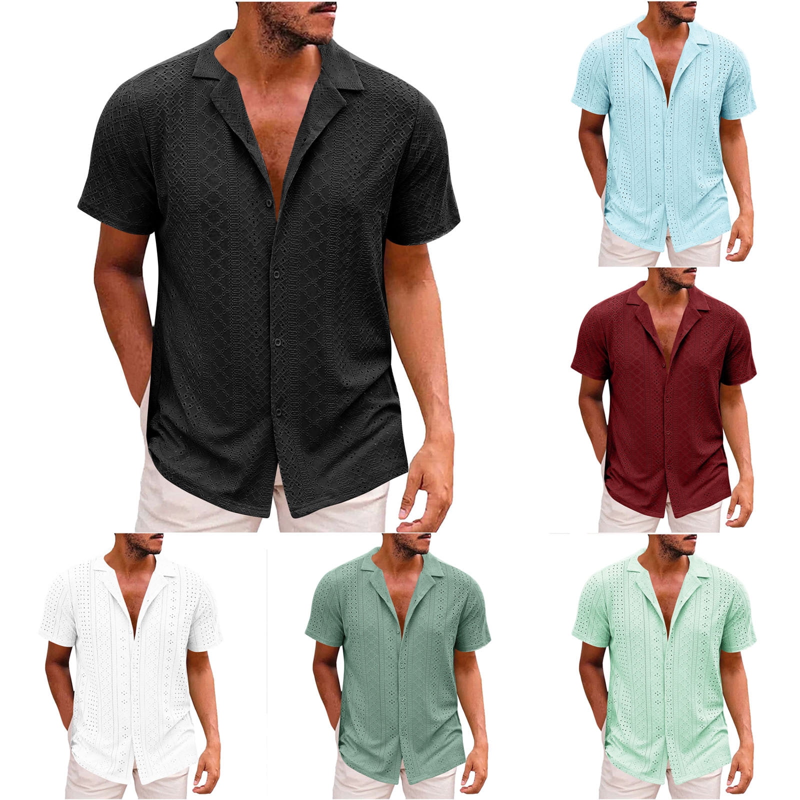 cllios Mens Beach Shirt Short Sleeve Button Down Shirts Casual Collared Summer Vacation Tropical ...