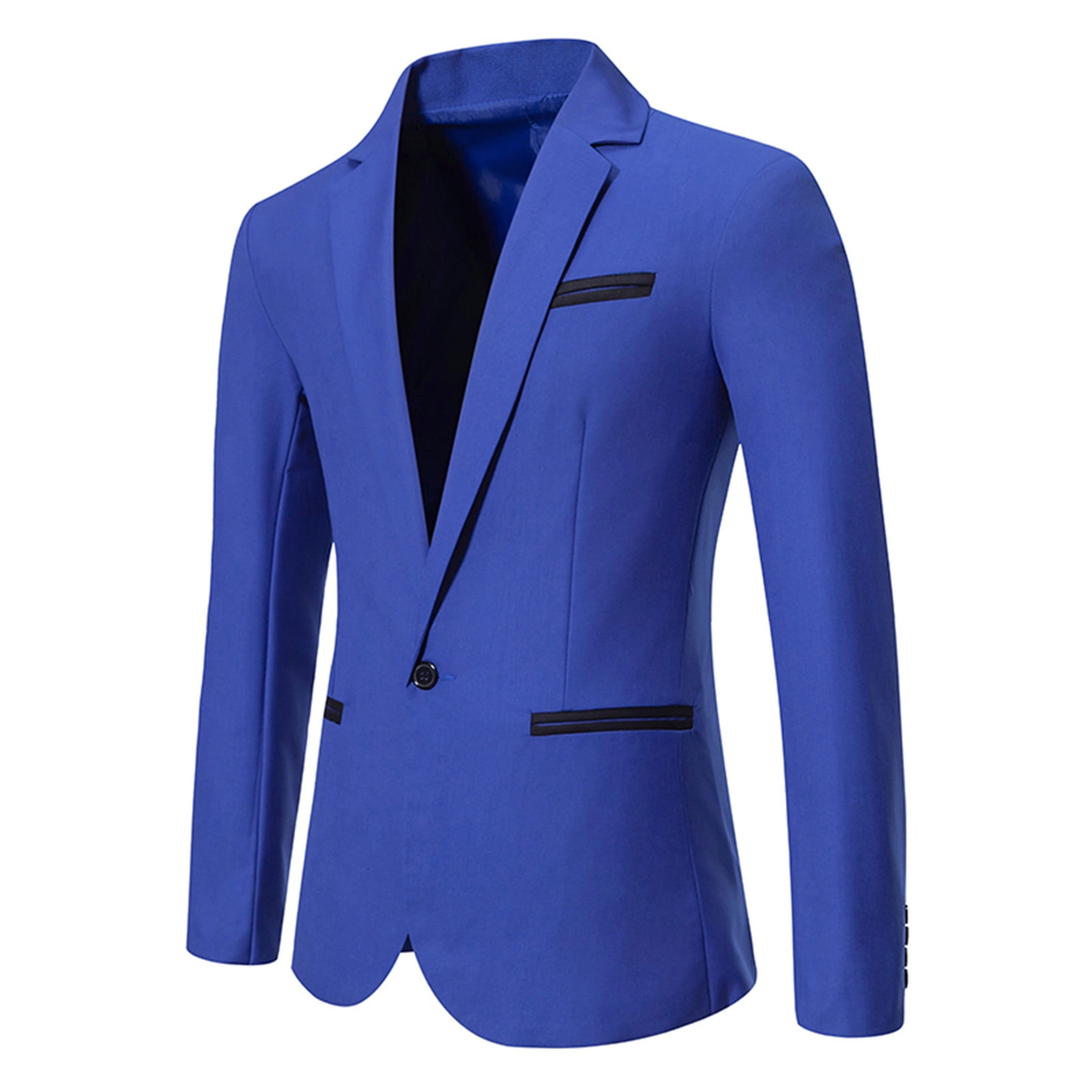 cllios Mens Blazer Jacket Notched Lapel Suit Slim Fit One Button Long ...