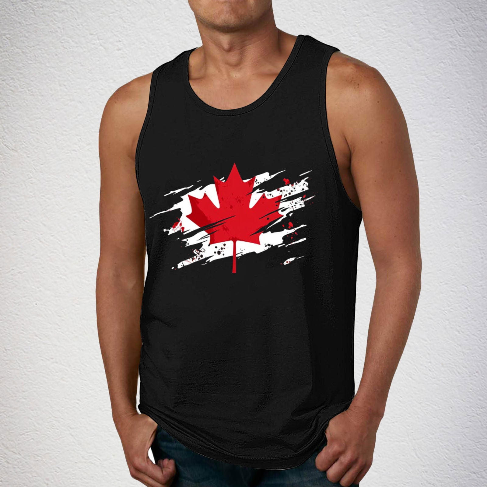 cllios Mens Canada Day Tank Tops Canadian Flag Maple Leaf Canada ...