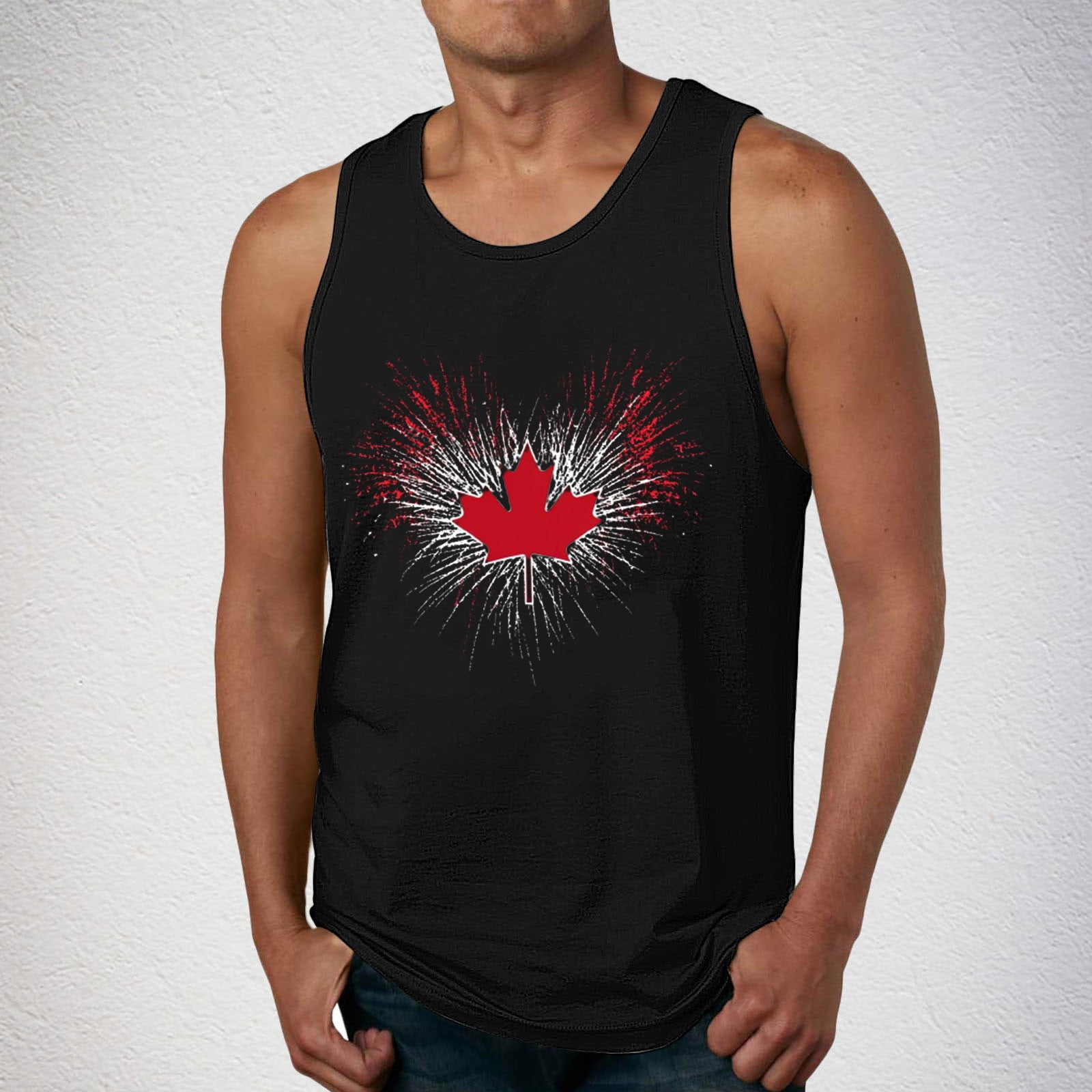 cllios Mens Canadian Tank Tops Vintage Maple Leaf Canada Flag ...