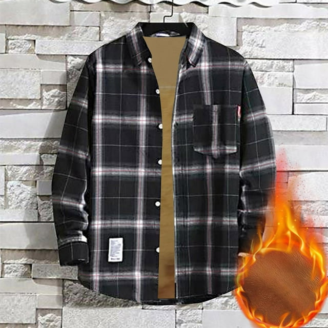 cllios Mens Flannel Shirts Big and Tall Plaid Outerwear Streetwear ...