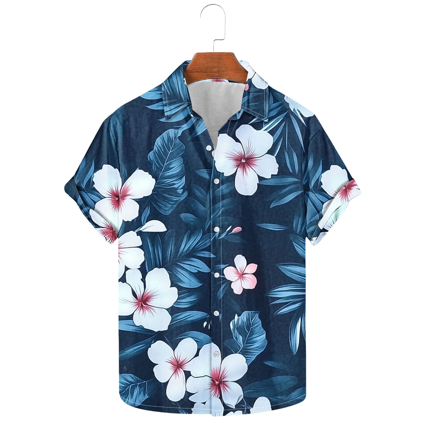 cllios Mens Floral Hawaiian Shirts Tropical Flowers Graphic Vacation T-Shirt Summer Short Sleeve ...