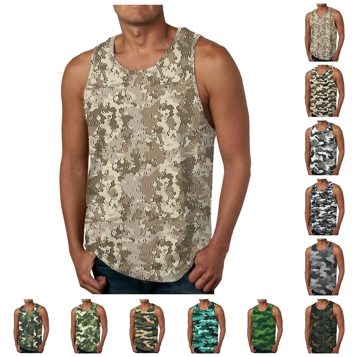 cllios Mens Graphic Tank Tops Big and Tall,Camo Tank Top for Men Athletic Sleeveless Muscle ...